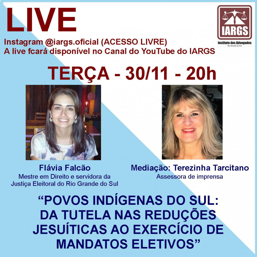 Live com a advogada Flávia Falcão sobre Povos Indígenas do Sul | IARGS ...